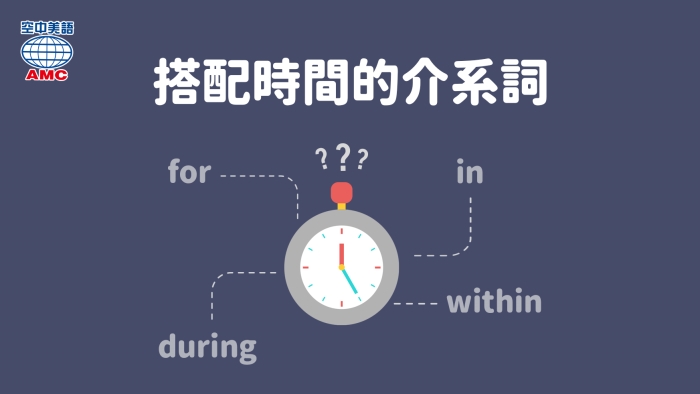 搭配「時間」的介系詞：in、for、during、within - 空中美語部落格
